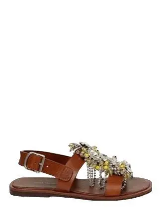Dries Van Noten Embellished Flat Open-toe Sandals - Brown
