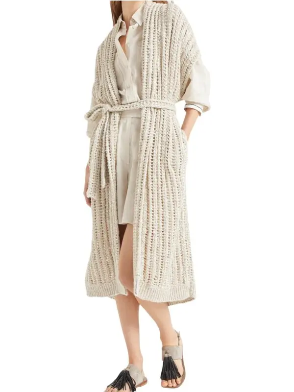 Brunello Cucinelli Knitted Cardigan-coat - Natural Color