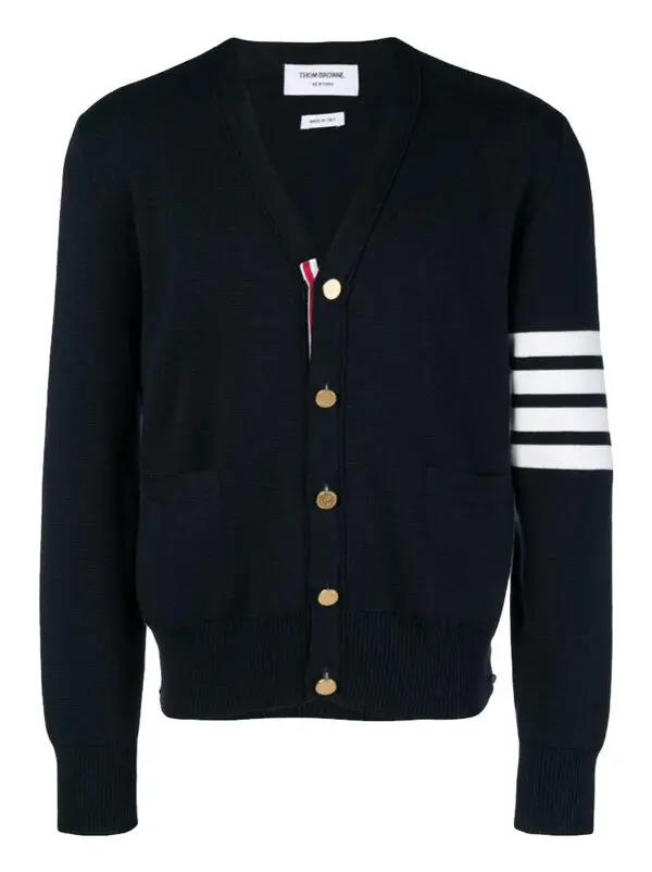 Thom Browne 4-bar V-neck Cardigan - Navy Blue