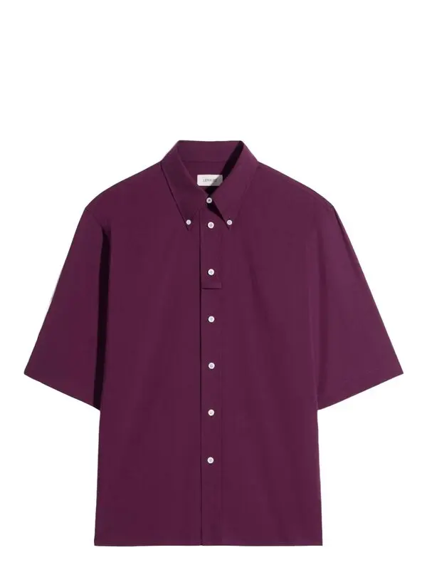 LEMAIRE Button-down Loop Short Sleeve Shirt - Grape
