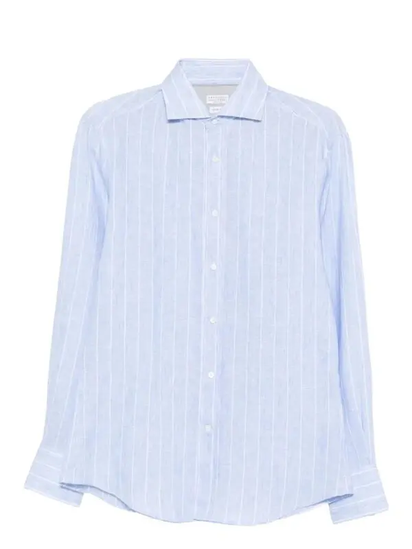 Brunello Cucinelli Collared Long-sleeved Shirt - Blue