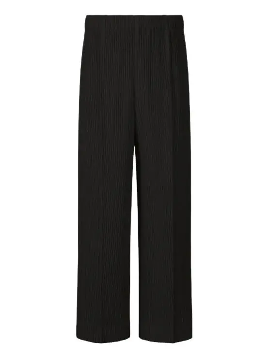 Issey Miyake Homme Plissé Pleated Wide Leg Trousers - Black