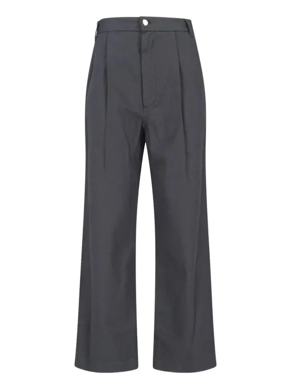 LOW CLASSIC Pleated Wide-leg Trousers - Black