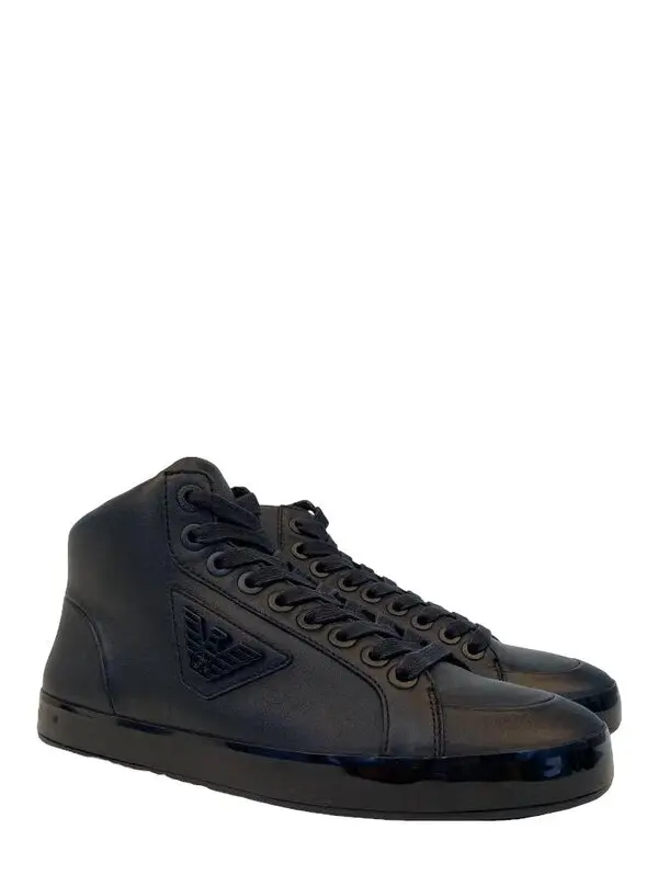 Emporio Armani Logo Detail High Top Sneakers - Black