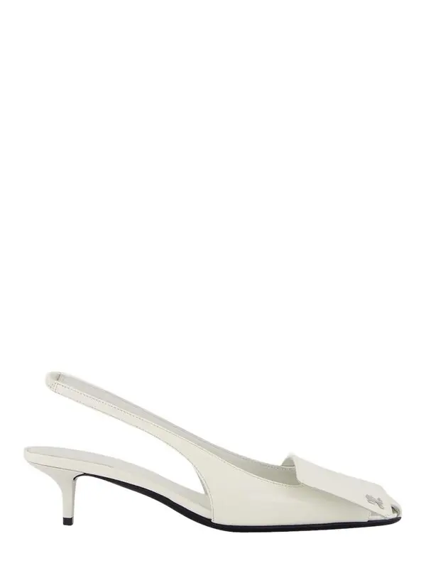 COURREGES Courrèges Fold Iced Leather Slingback Pumps - White