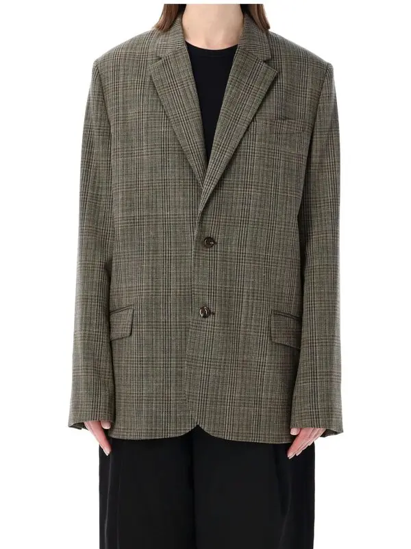 Soeur Checked Oversized Blazer - Black
