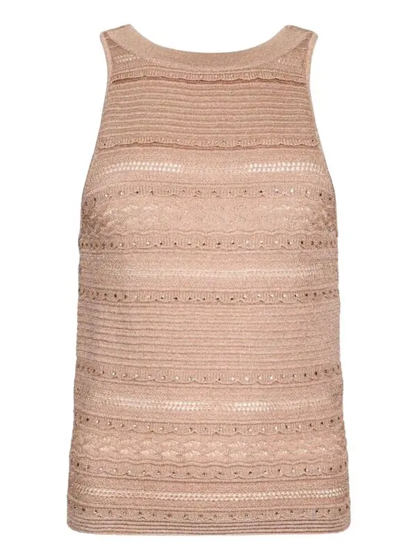 Liu Jo Sleeveless Openwork Knit Top - Nude