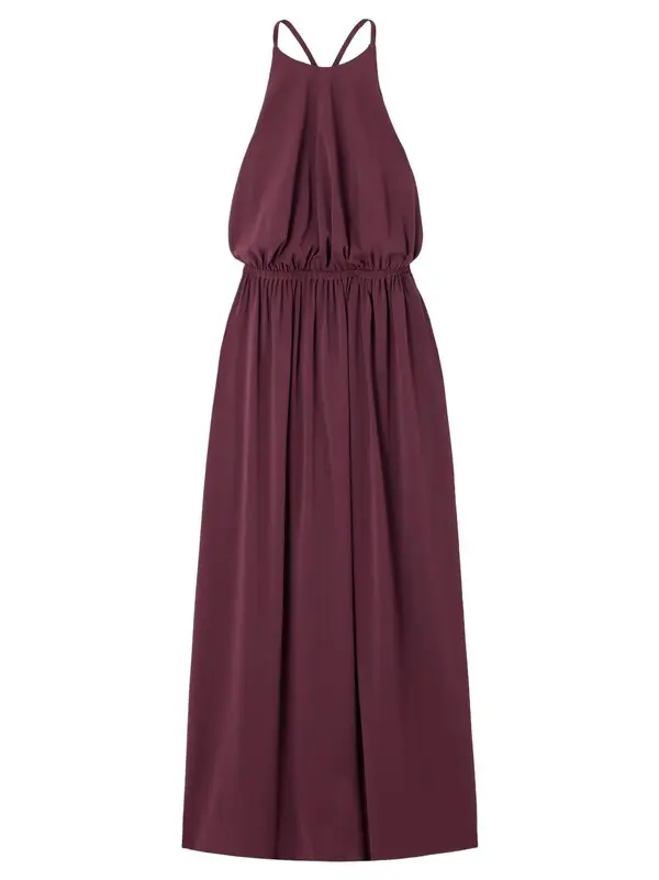 ERES Halterneck Tie-waist Midi Dress - Wine Red