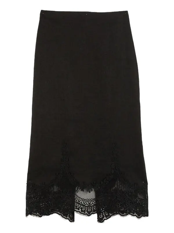 TWINSET Scalloped Lace Hem Midi Skirt - No