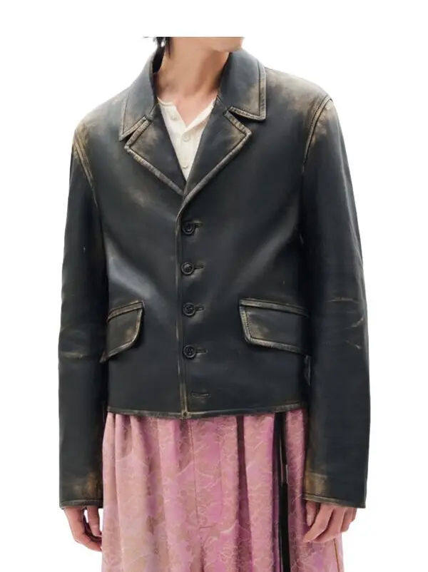 ANN DEMEULEMEESTER Malik Fitted Boxy Blouson - Black/nude