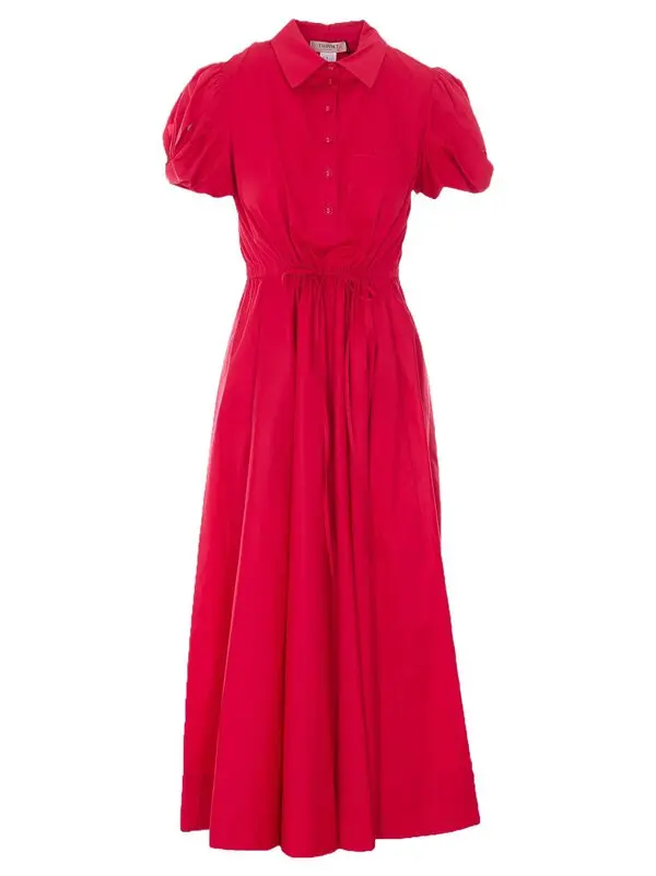 TWINSET Cotton Drawstring Shirt Dress - Red