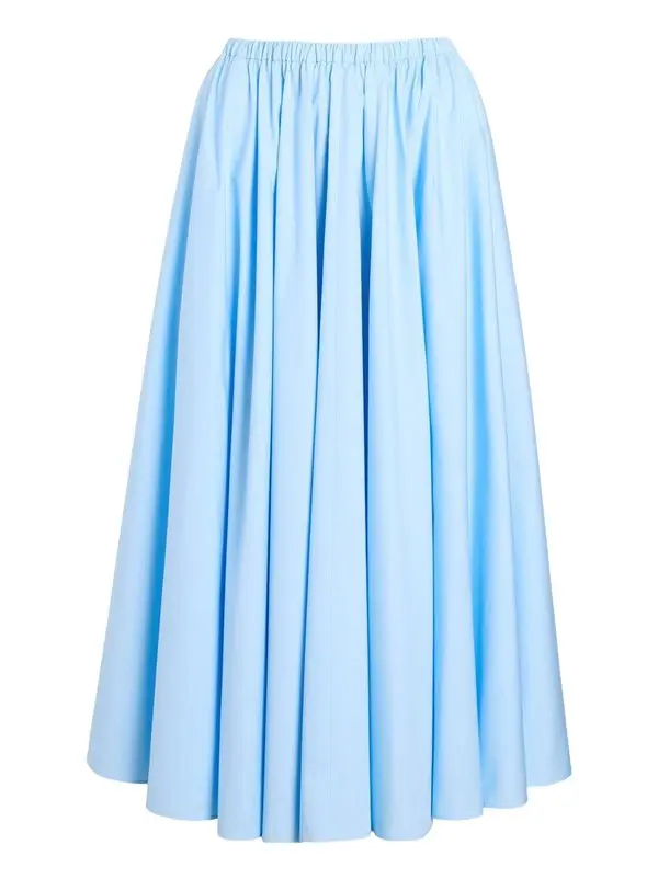 PATOU Elasticated Waist Midi Skirt With Pleated Details - Blue