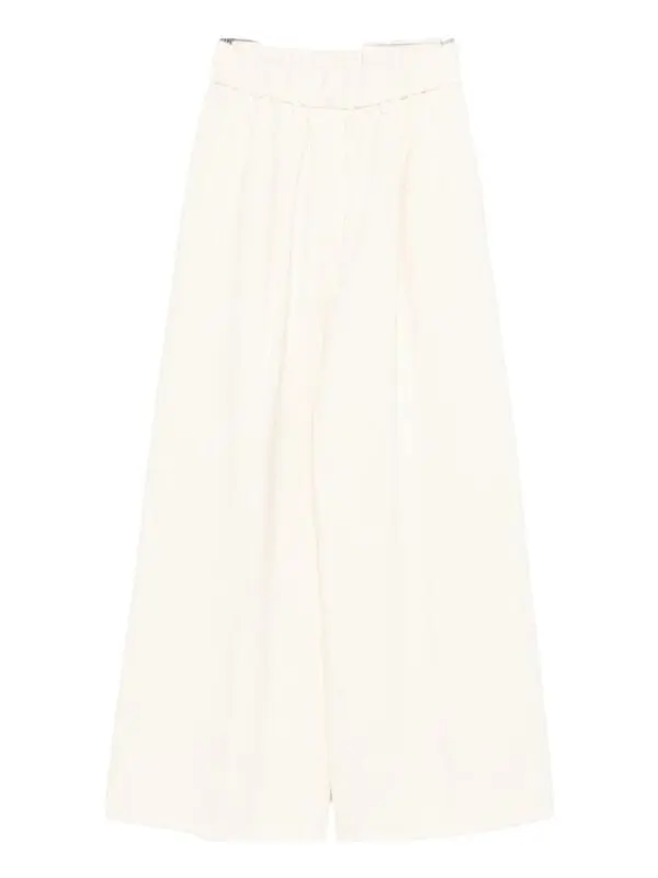 FORTE_FORTE Elasticated Waist Wide Leg Trousers - White