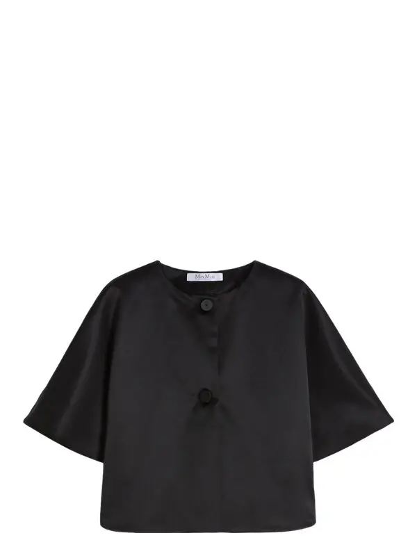Max Mara Buttoned Cape With Bow Detail - Black