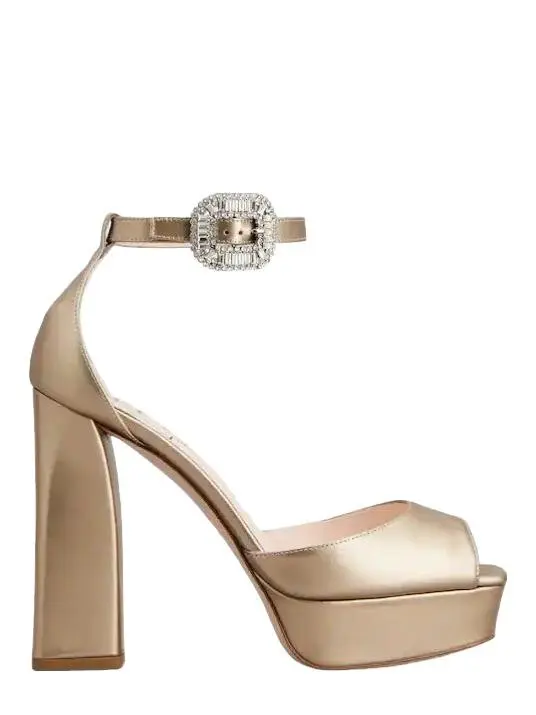ROGER VIVIER Embellished Platform Sandals - Nude