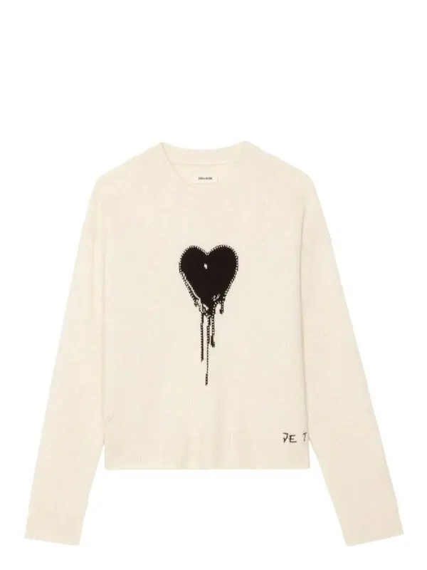 Zadig&Voltaire Markuz Jumper With Heart Pattern - Eggshell