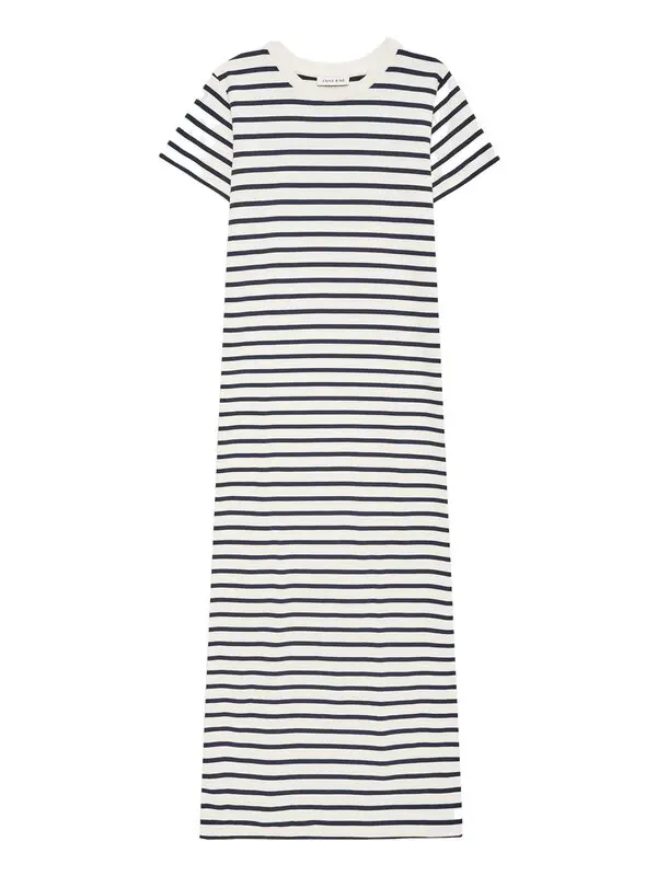 ANINE BING Striped Maxi T-shirt Dress - White
