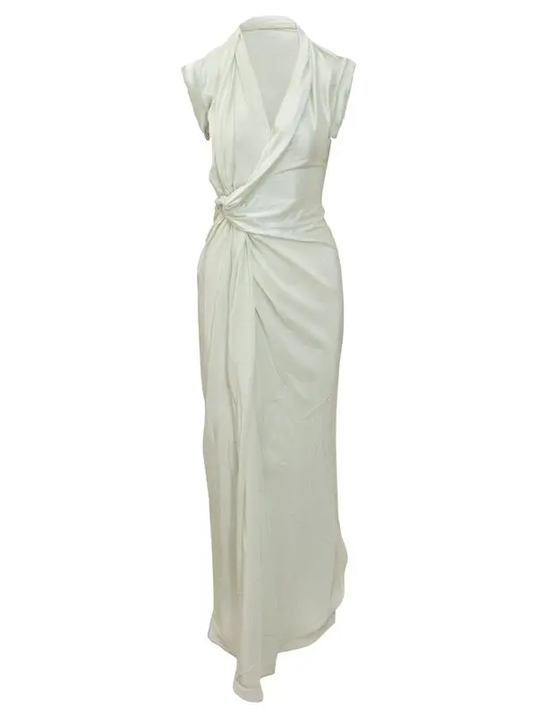 Victoria Beckham Asymmetrical Knotted Maxi Dress - Gray