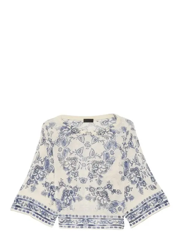 Liu Jo Floral Print Jumper - White