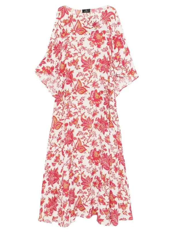 Etro Maxi Dress With Floral Print - Red