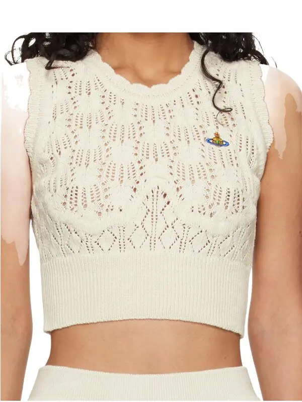 VIVIENNE WESTWOOD Ella Orb Embroidered Knitted Top - Cream