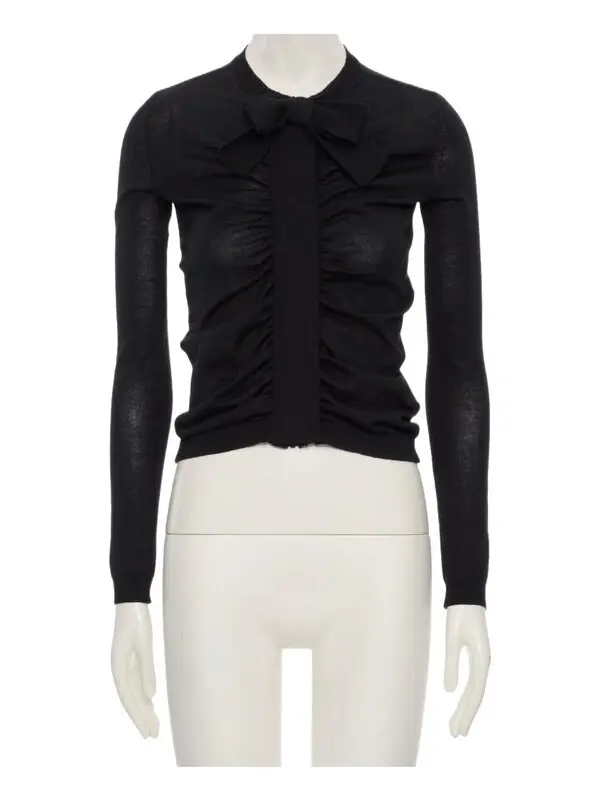 Valentino Garavani Long-sleeved Bow Detailed Cardigan - Black