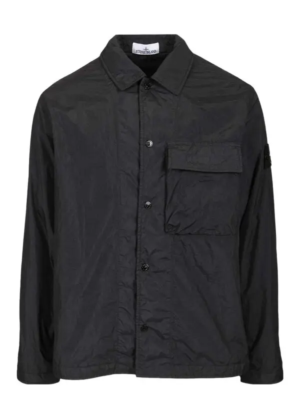 Stone Island Long Sleeve Buttoned Shirt With Pocket Detail - Blue