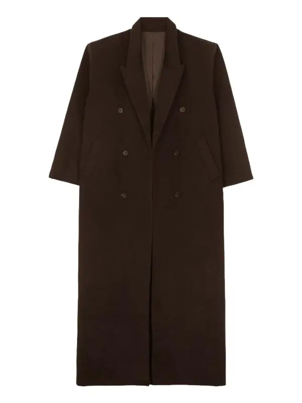 THE FRANKIE SHOP Gaia Oversized Double-breasted Maxi Coat - Dark Brown