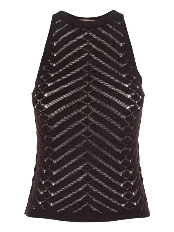 TWINSET Sheer Chevron Knitted Top - Black