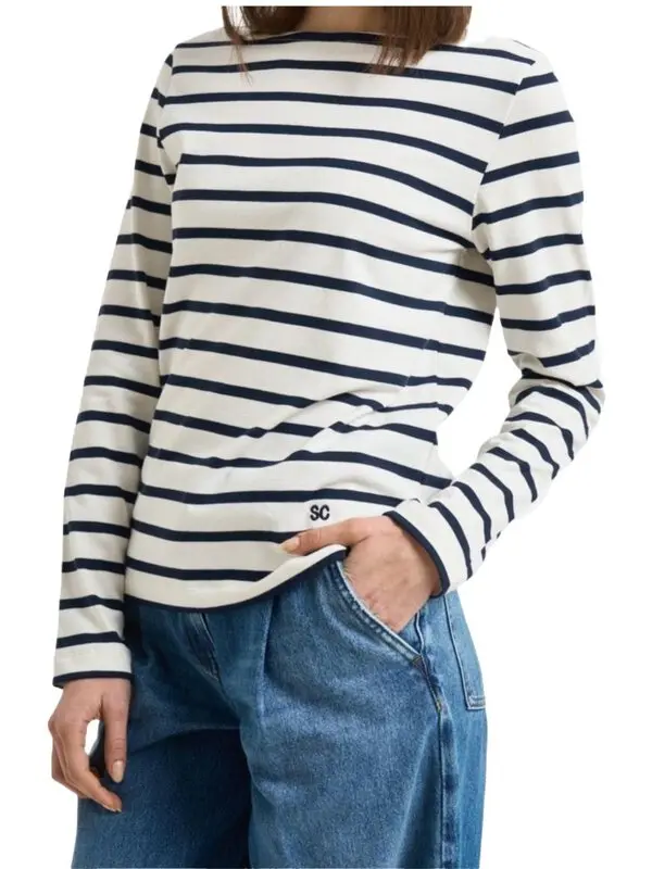 SEMICOUTURE Carmelita Striped Long-sleeve Top - White