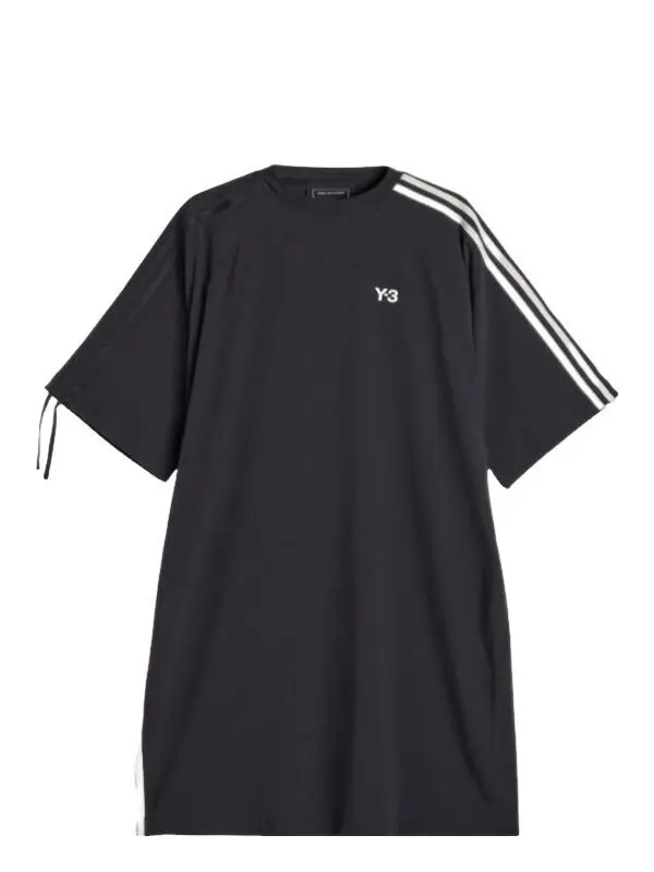 Y3 Cinch 3-stripes Oversized T-shirt Dress - Black