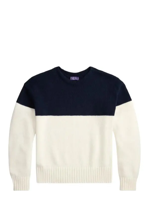 Ralph Lauren Colorblock Ribbed Knit Sweater - White