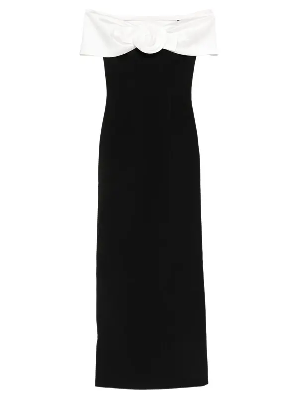 SELF-PORTRAIT Off-the-shoulder Maxi Dress With Floral Detail - Black