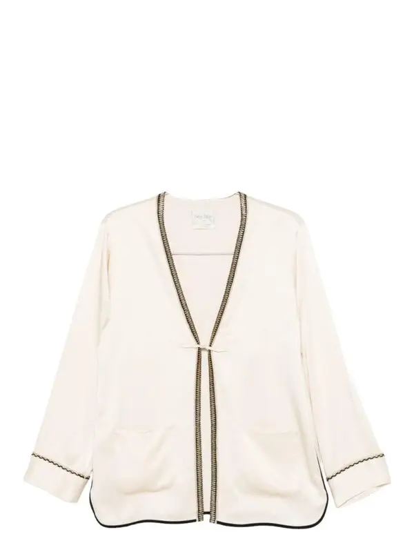 FORTE_FORTE Jacket With Metallic Trim And Patch Pockets - White