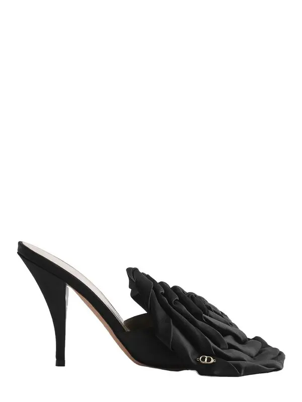 Dior Aurore Heeled Sandal With Floral Embellishment - Black