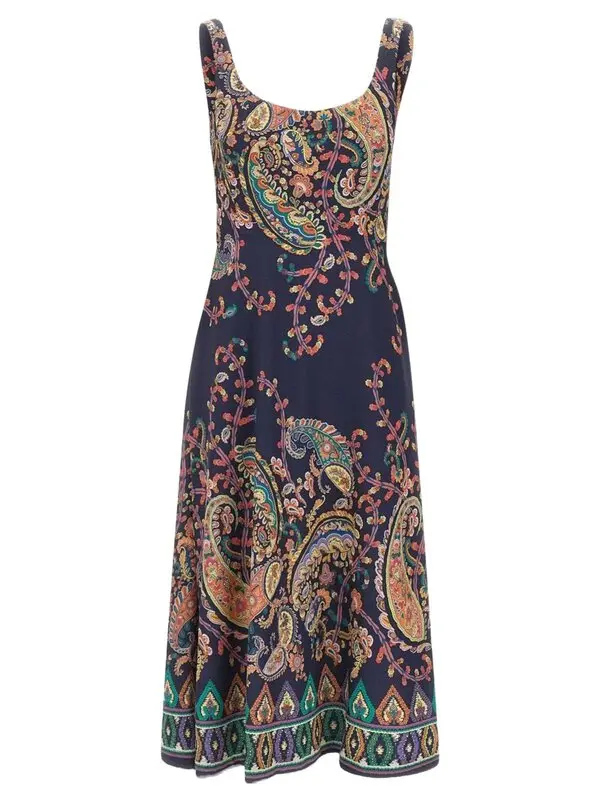 Etro Sleeveless Paisley Print Dress - Black