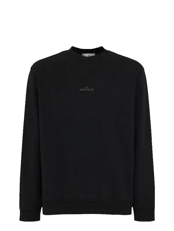 Stone Island Cotton Sweatshirt With Printed Detail - Black