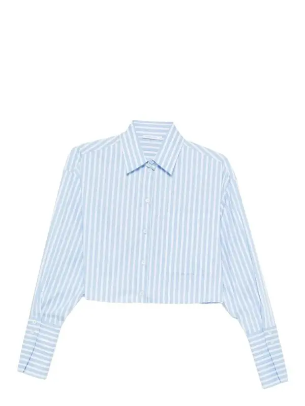 Patrizia Pepe Striped Cropped Shirt - Blue