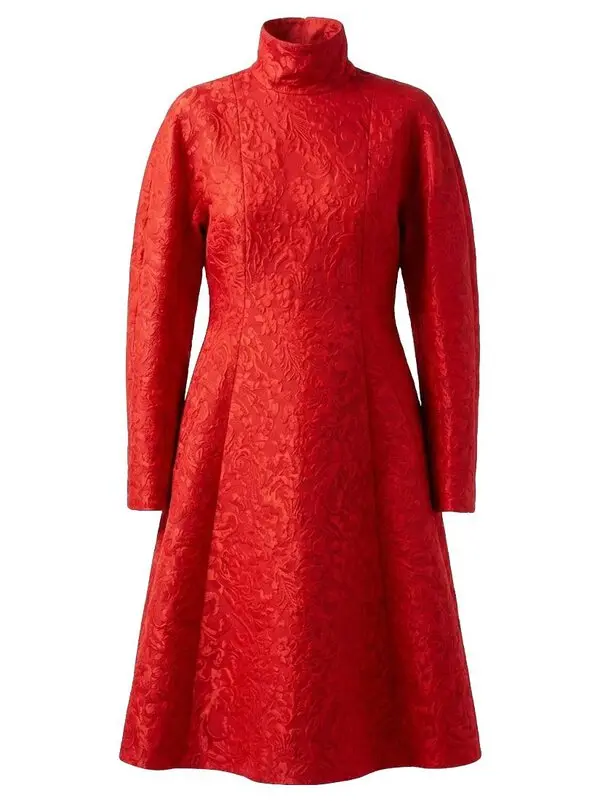Gucci Floral Wool Brocade Dress - Red