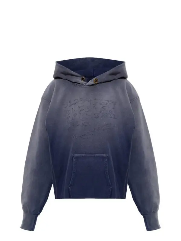 MAISON MARGIELA Printed Detail Drawstring Hoodie - Blue