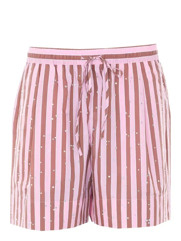 Essentiel Antwerp Striped Embellished Drawstring Shorts - Pink