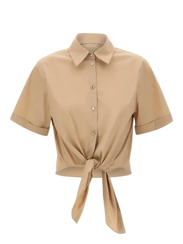 Liu Jo Knotted Cropped Shirt - Nude