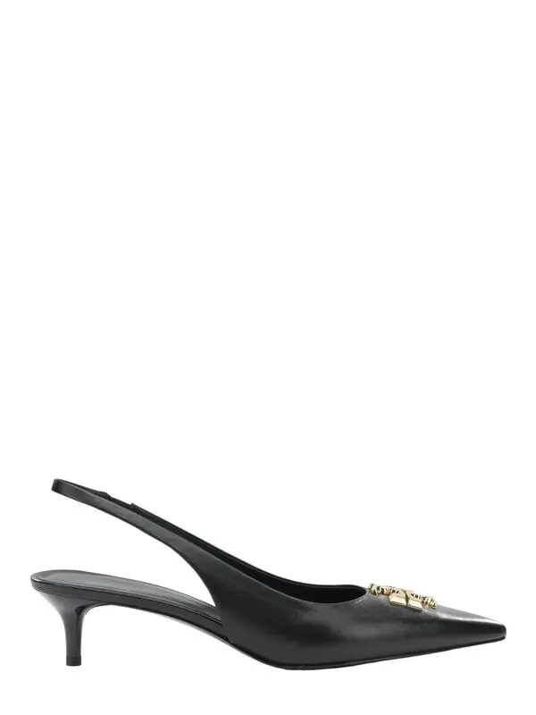 Tory Burch Logo Slingback Pointed-toe High-heeled Pumps - Black