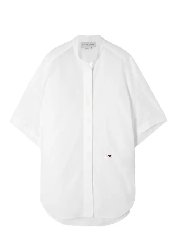 Stella McCartney Oversized Cotton Poplin Shirt With Puffy Sleeves - White