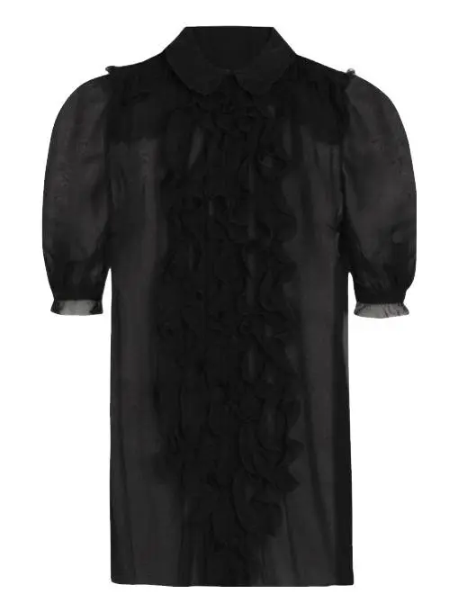 Dolce & Gabbana Ruffled Collared Blouse - Black