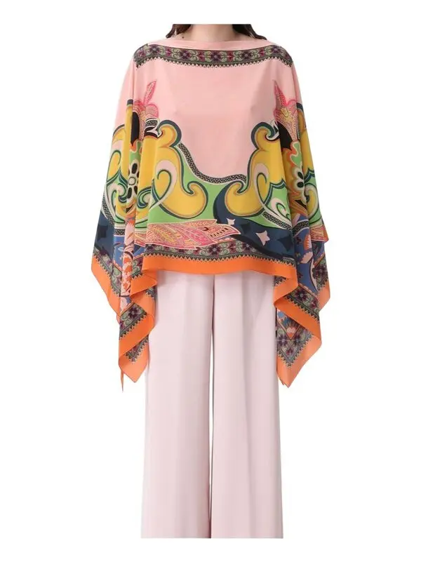 Etro Pattern-printed Handkerchief-hem Cape - Pink