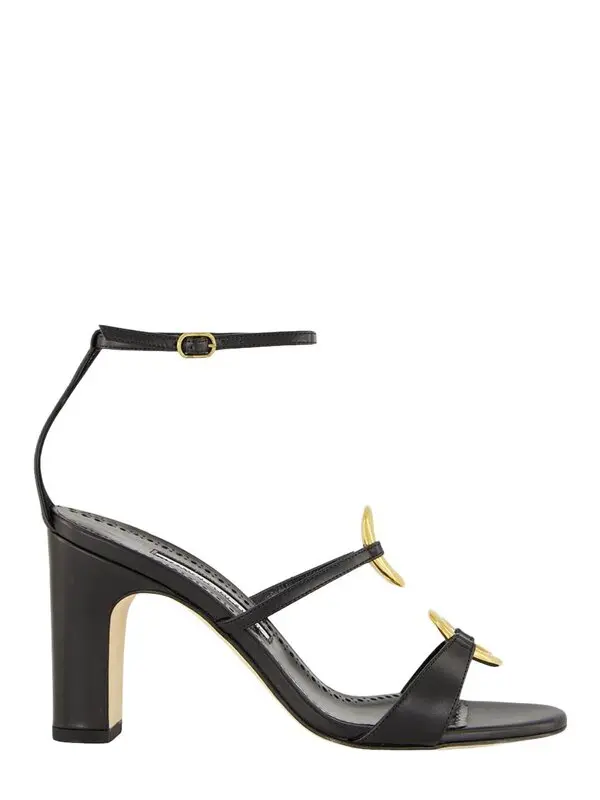 Manolo Blahnik Round Toe High-heeled Sandals With Ankle Strap - Black