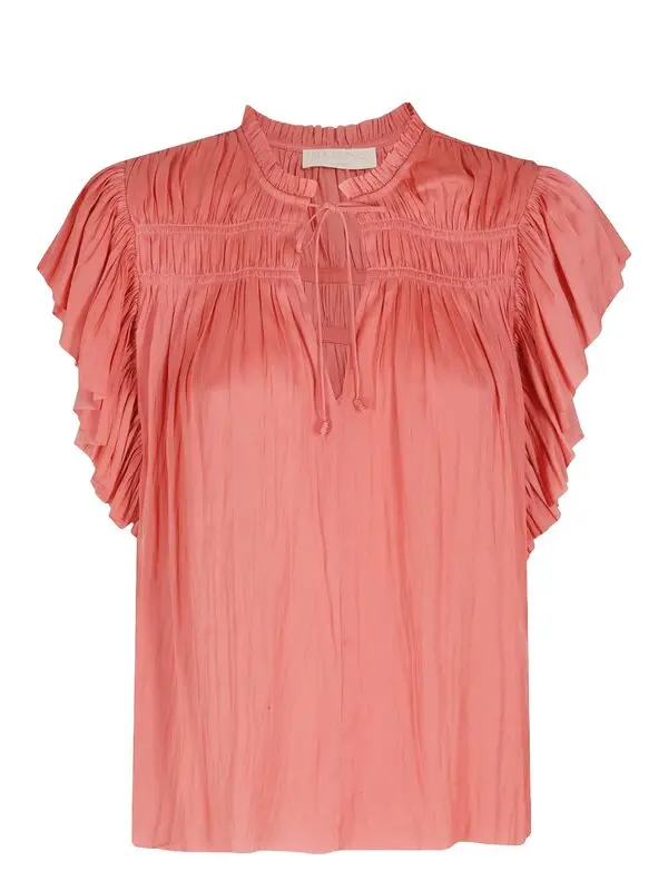 Ulla Johnson Agosta Ruffled Tie Top - Pink