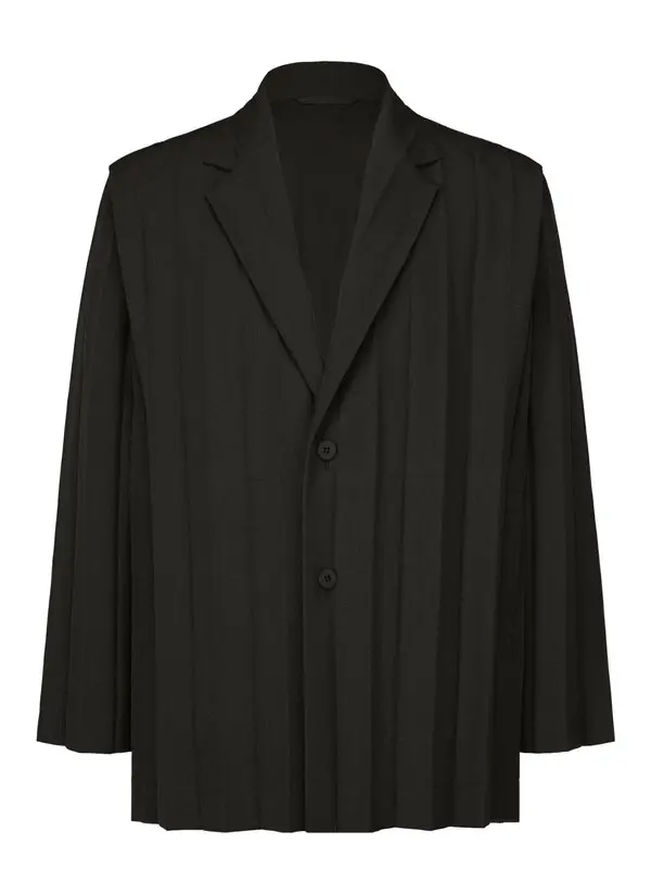 Issey Miyake Single-breasted Pleated Jacket - Black