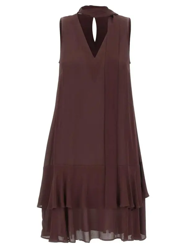 KAOS Sleeveless V-neck Ruffled Mini Dress - Red